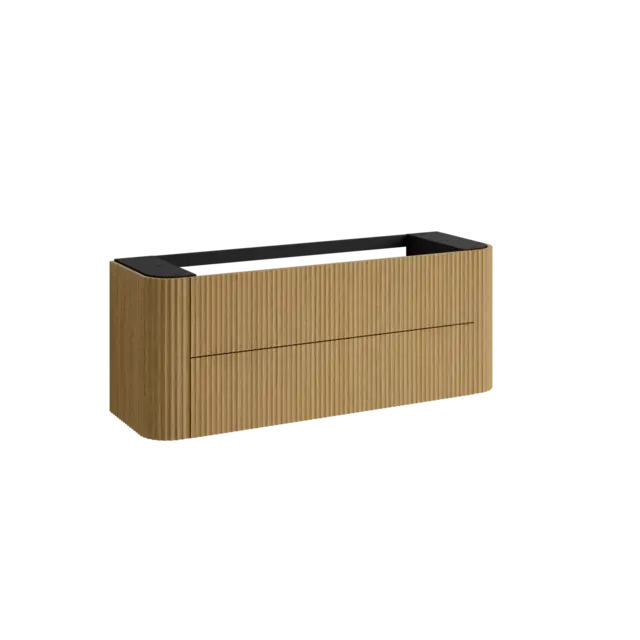 Servantskap buet MIE 150 150x46x57cm bølge eik finér - Vikingbad AS